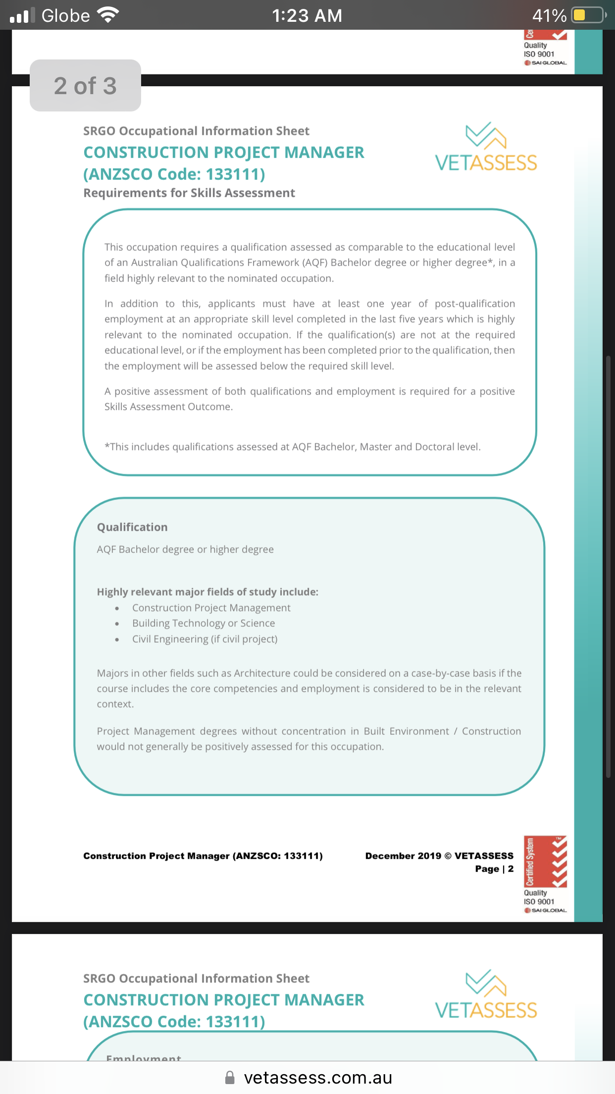 Construction Project Manager 133111 Vetassess Requirements Pinoy